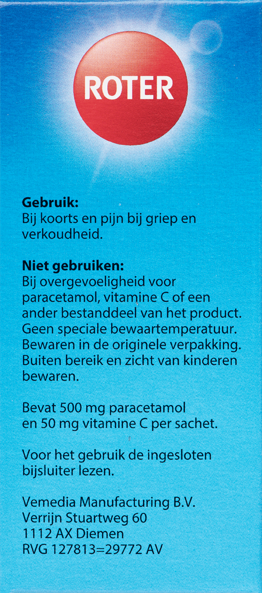 ROTER Paracetamol met Vitamine C 500mg/50mg 10 sachets - Roter